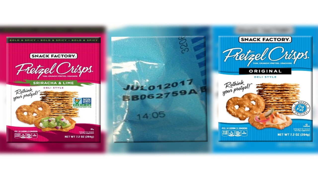 Snack Factory brand Pretzel Crisps recalled due to undeclared milk Snack Factory brand Pretzel Crisps recalled due to undeclared milk